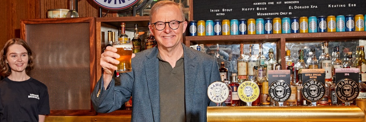 Albo raises a glass at the Bob Hawke Beer & Leisure Centre - Drinks Digest